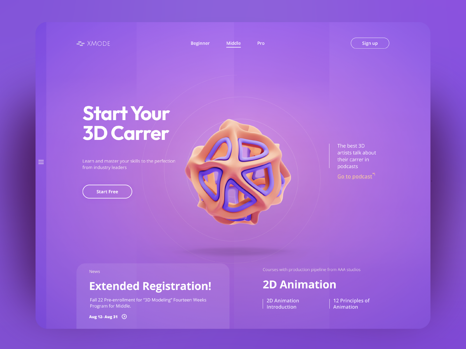 UI Main Page 3D Online Courses By Orbitlix On Dribbble