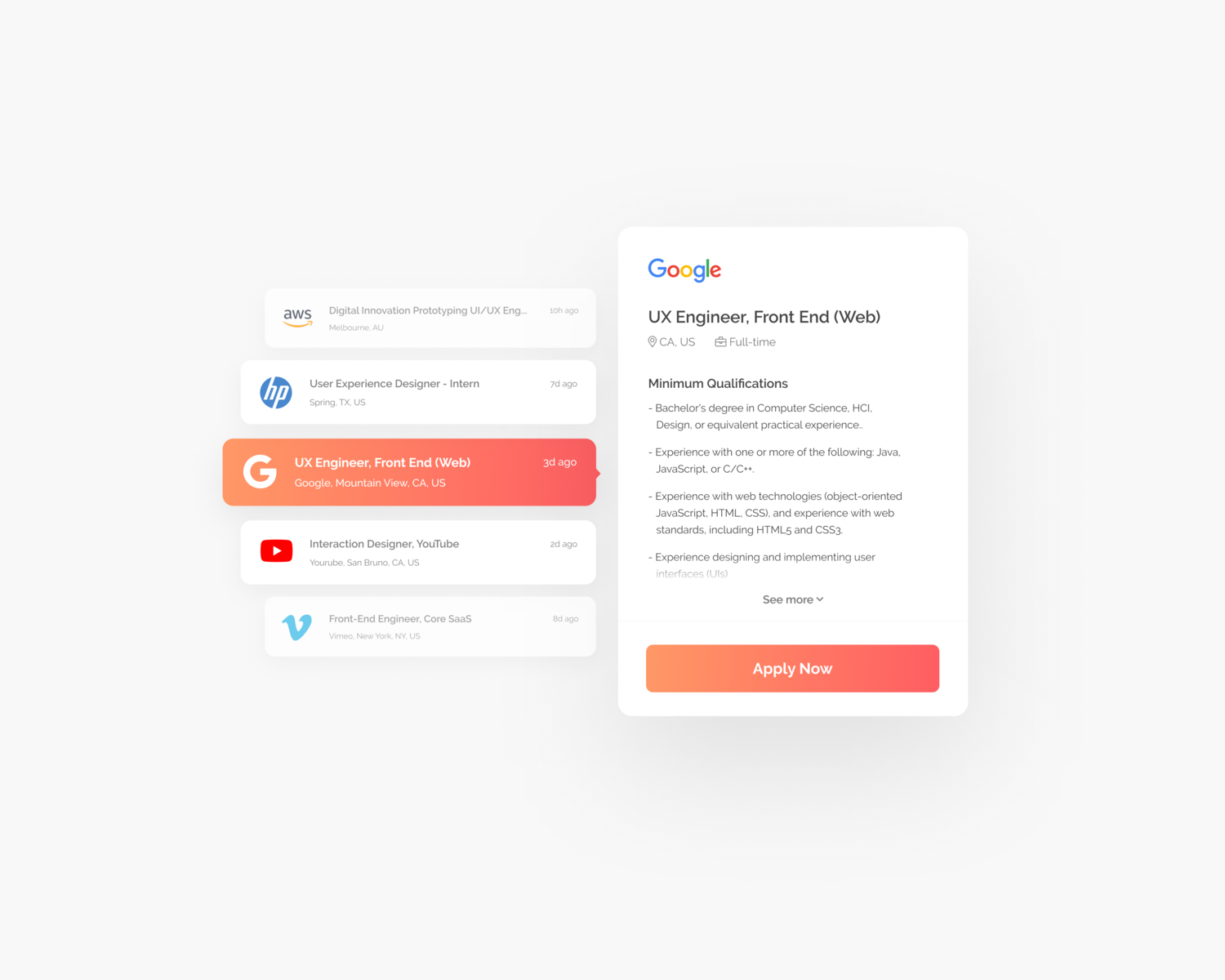 Daily UI 050: Job Listing by Anastasia Kas on Dribbble