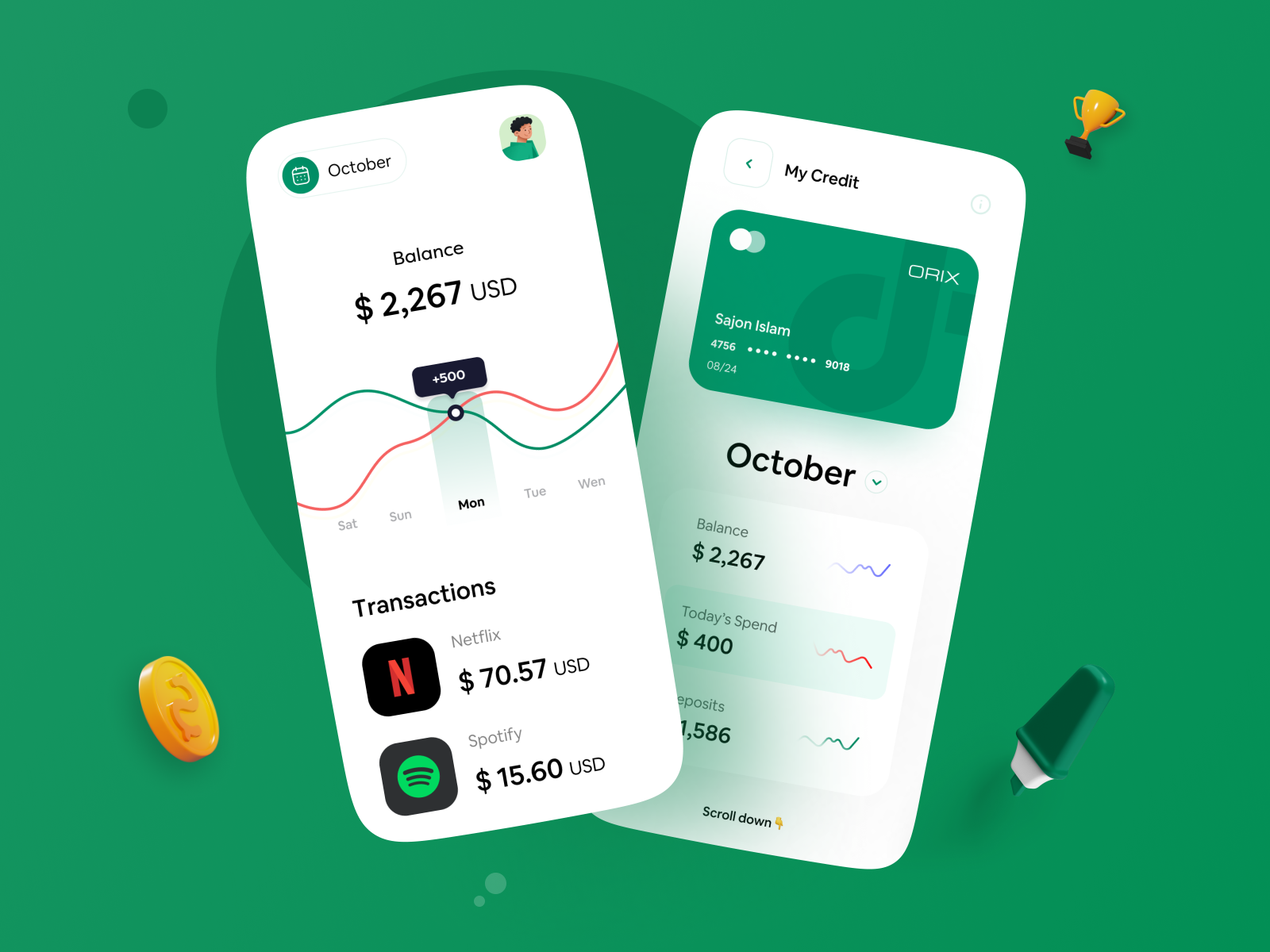 Wallet App by Sajon for Fireart Studio on Dribbble