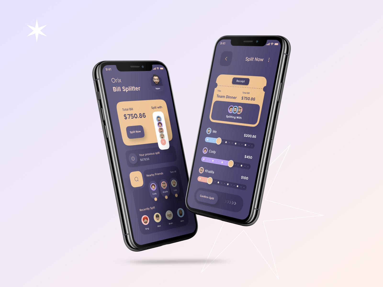 Bill Splitter App by Sajon for Orix Creative on Dribbble