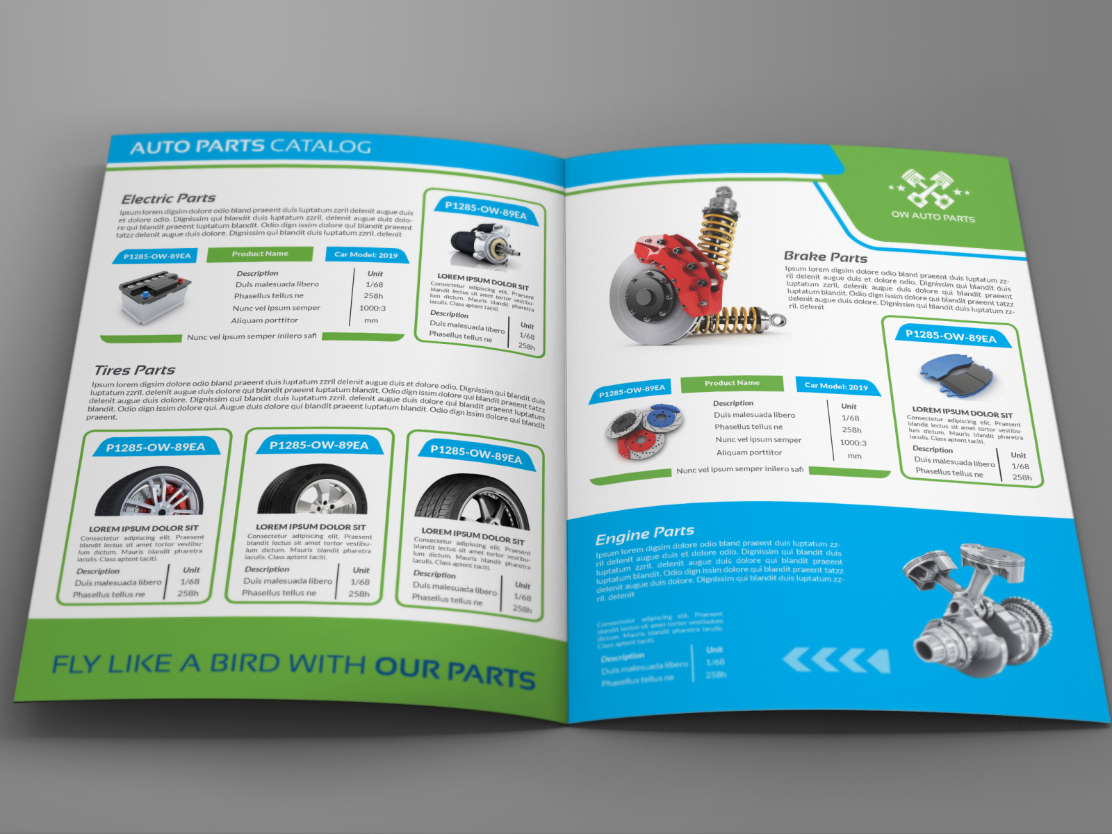 Auto Parts Catalog Bi Fold Brochure Template by OWPictures on Dribbble