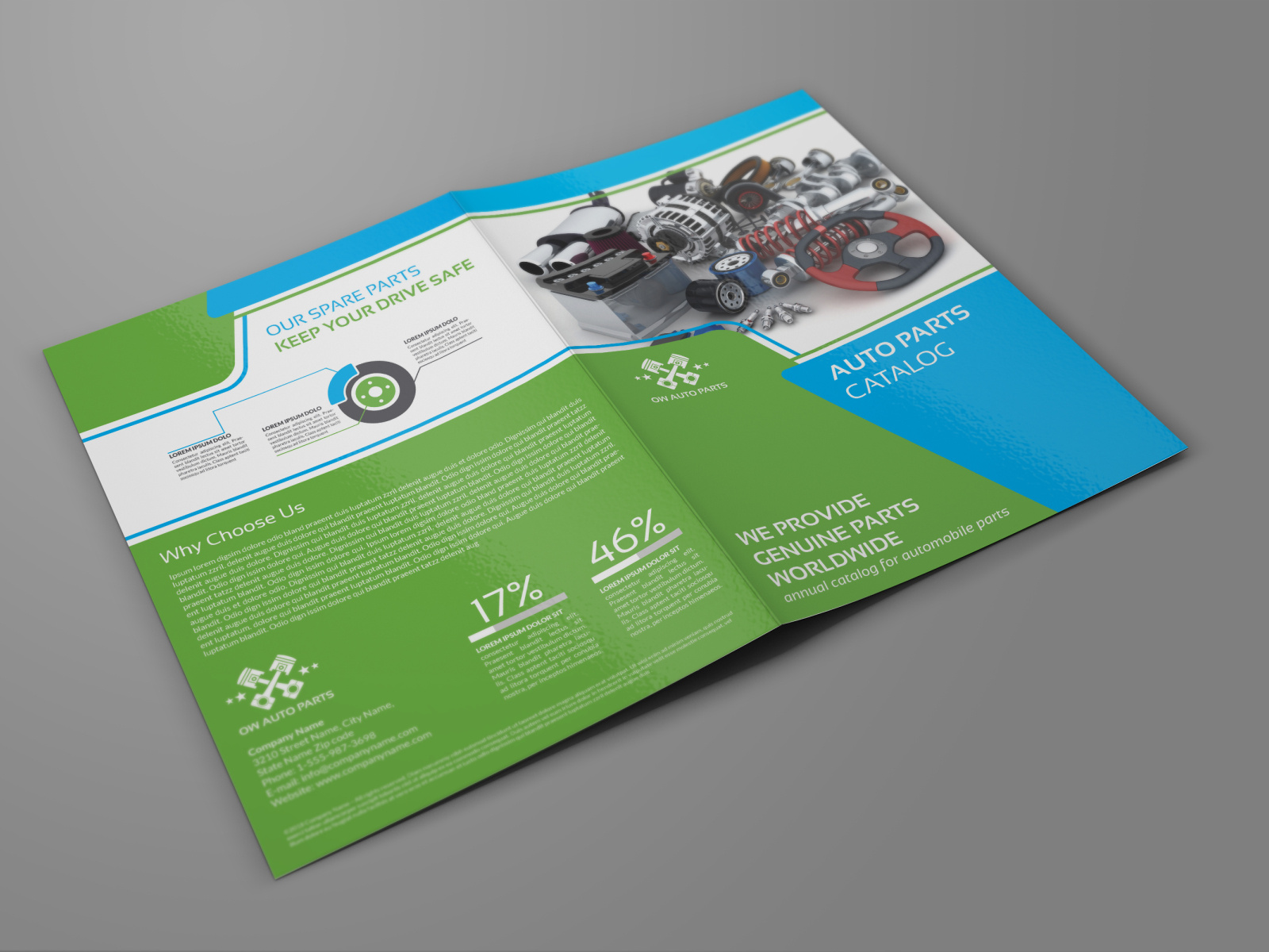 Auto Parts Catalog Bi Fold Brochure Template by OWPictures on Dribbble