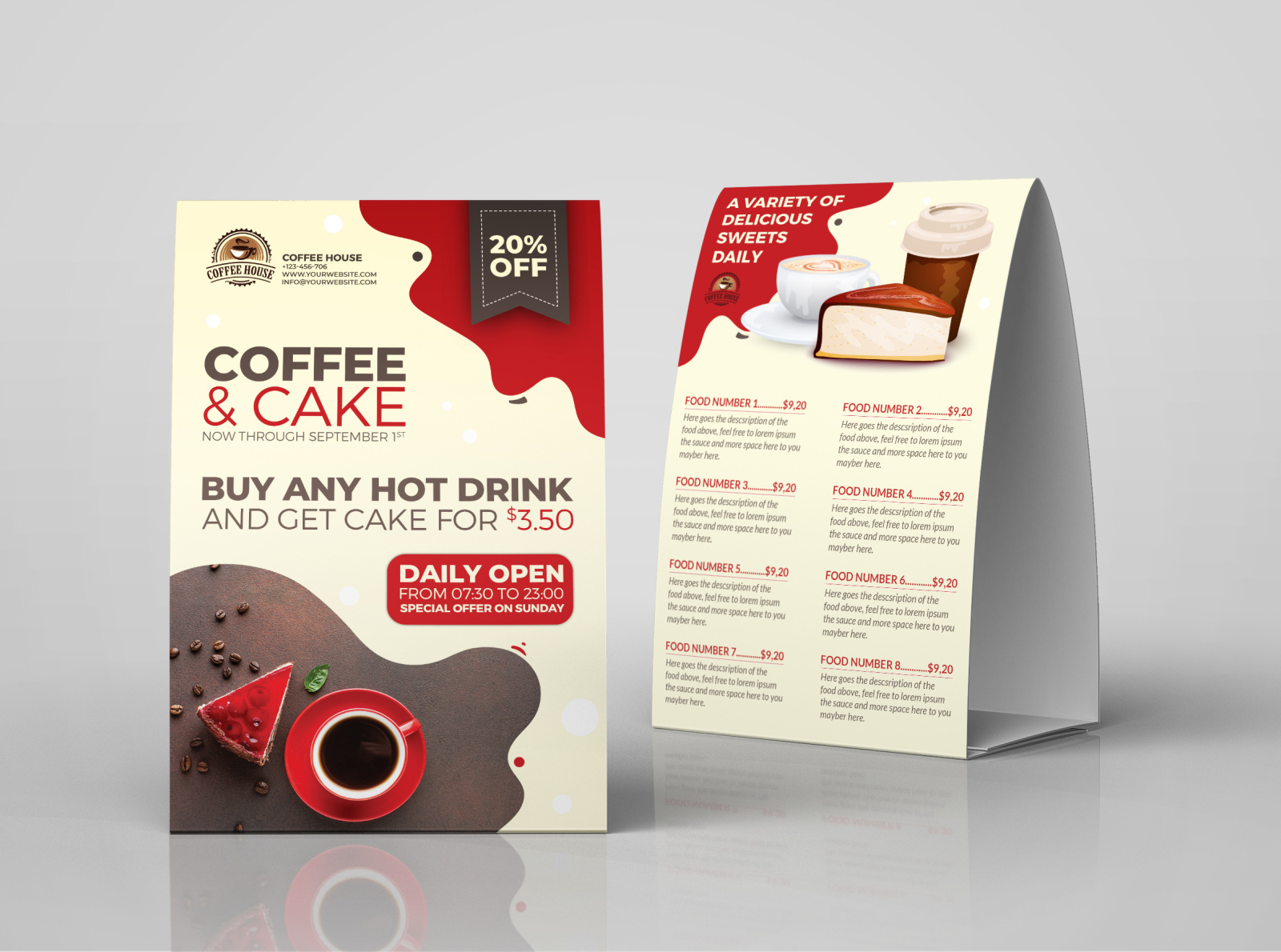 Coffee and Cake Table Tent Template by OWPictures on Dribbble