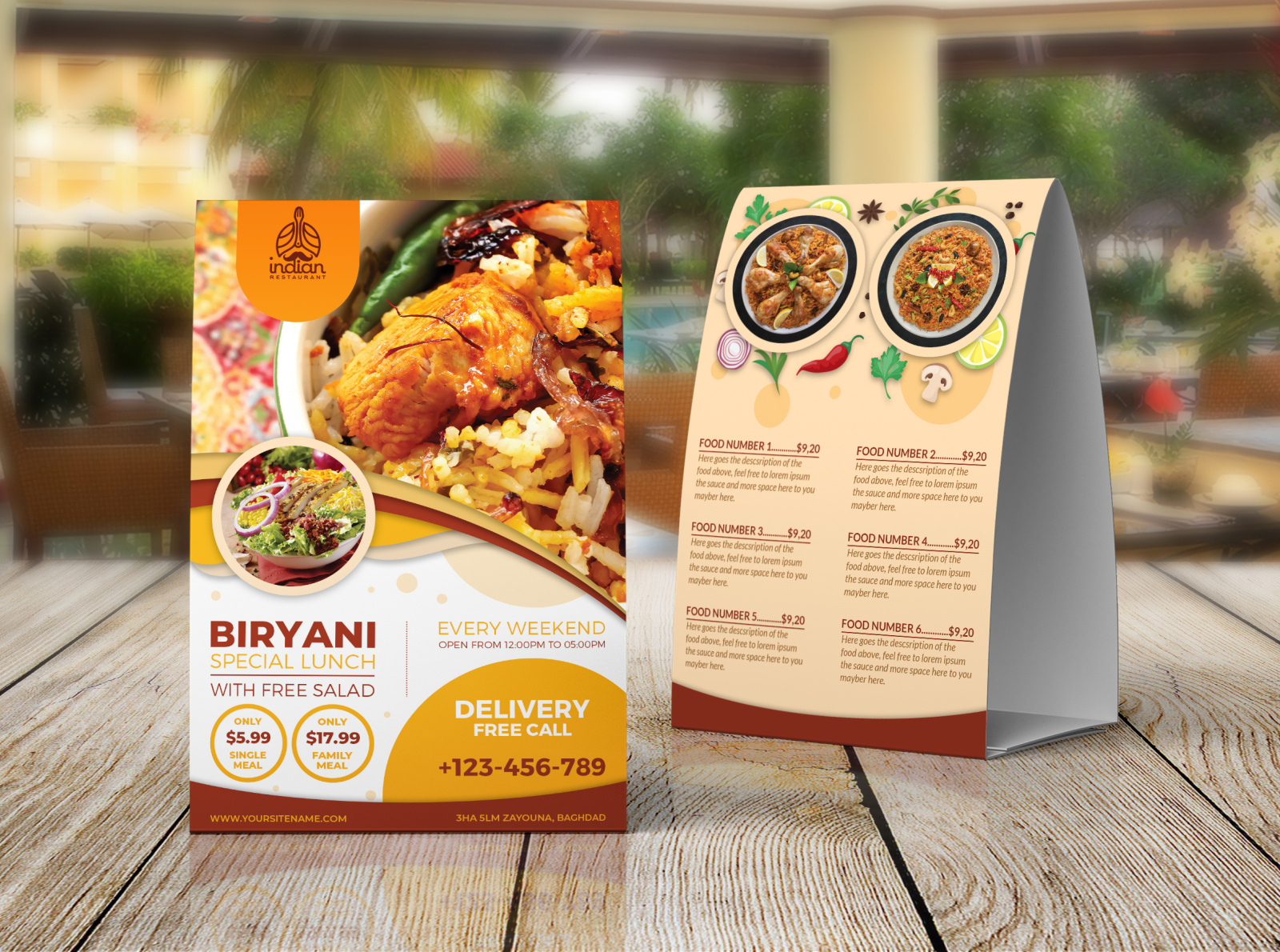 Biryani Restaurant Table Tent Template by OWPictures on Dribbble