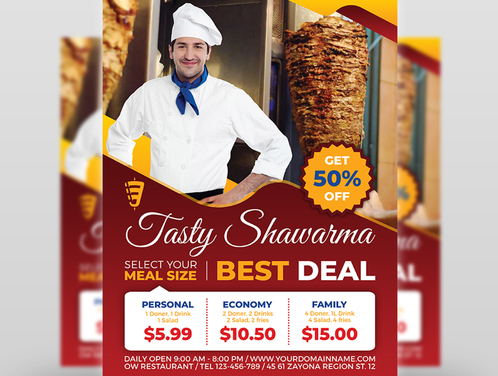 Shawarma Restaurant Flyer Template by OWPictures on Dribbble