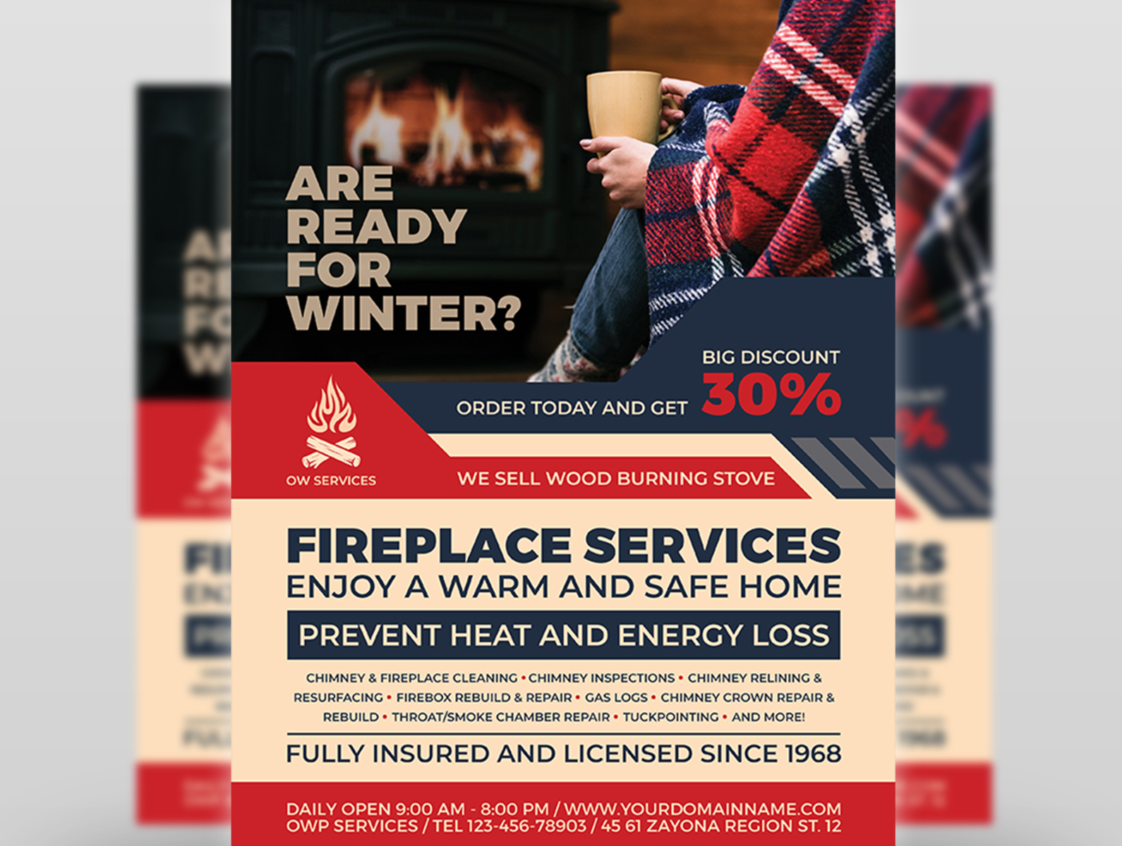 Fireplace Services Flyer Template by OWPictures on Dribbble