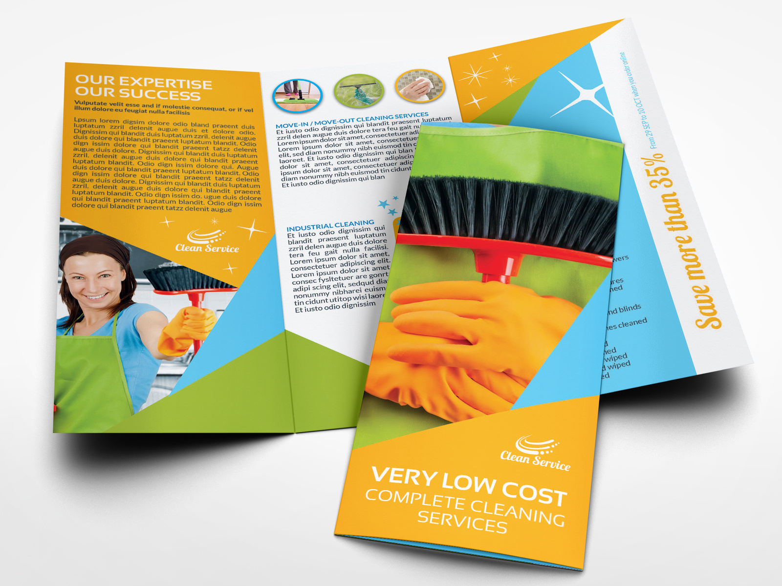 Cleaning Services Tri Fold Brochure Template by OWPictures on Dribbble