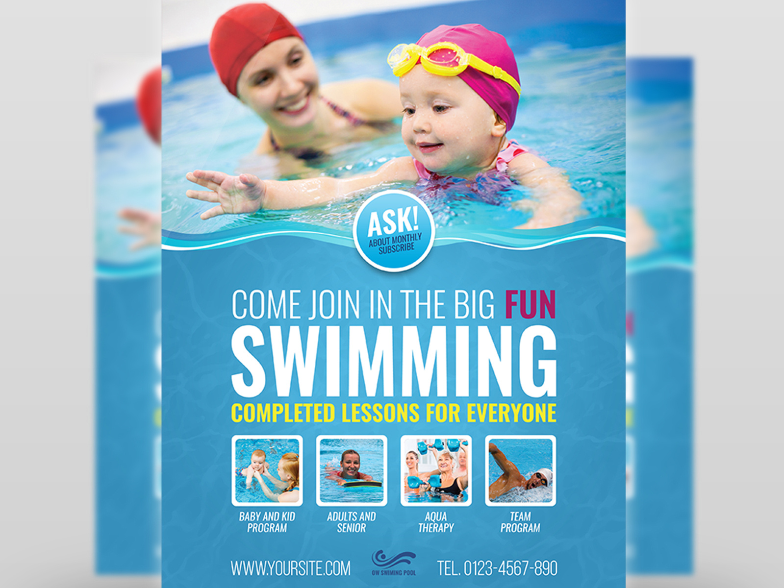 Swimming Flyer Template by OWPictures on Dribbble