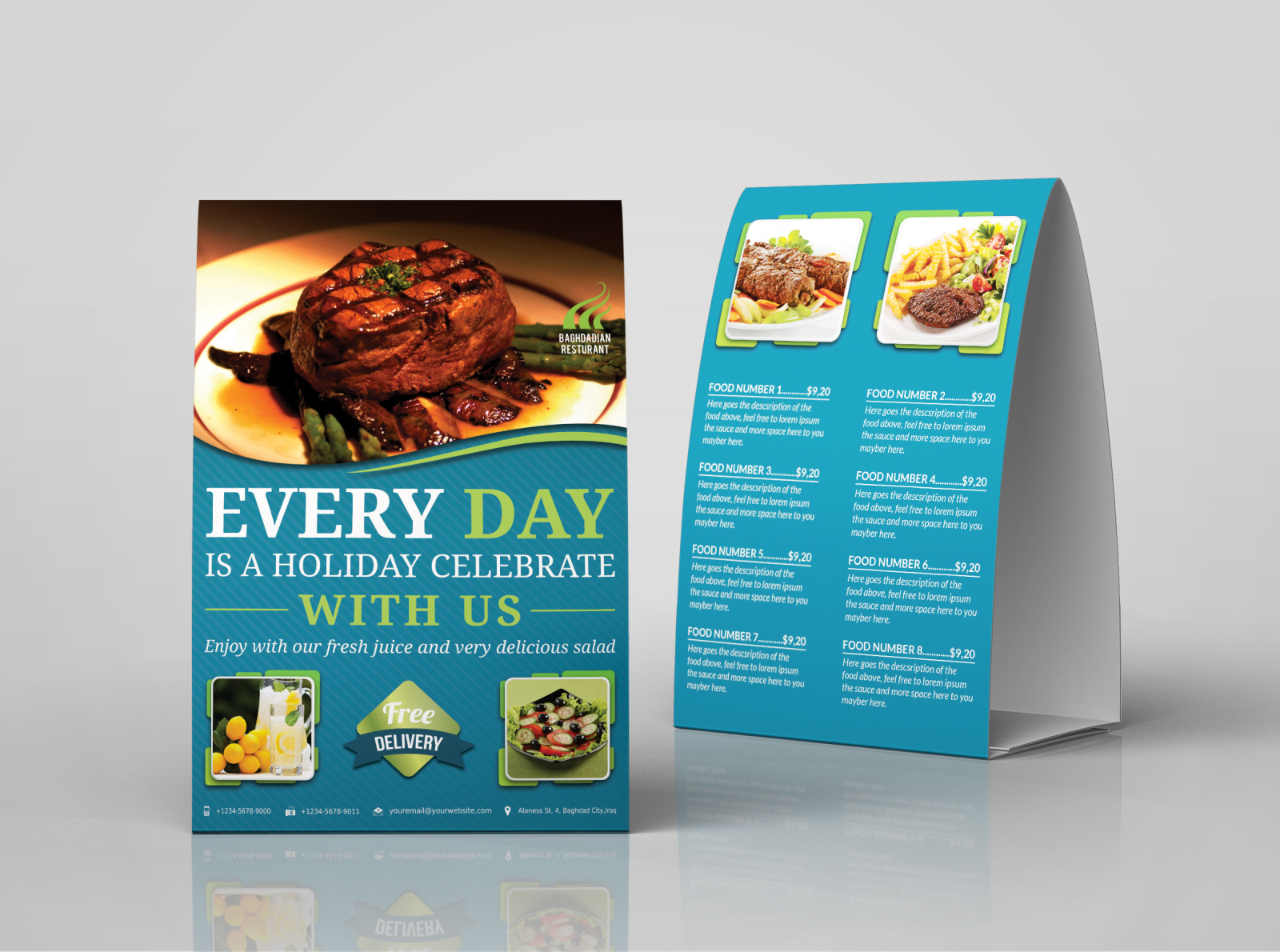 Restaurant Table Tent Template by OWPictures on Dribbble