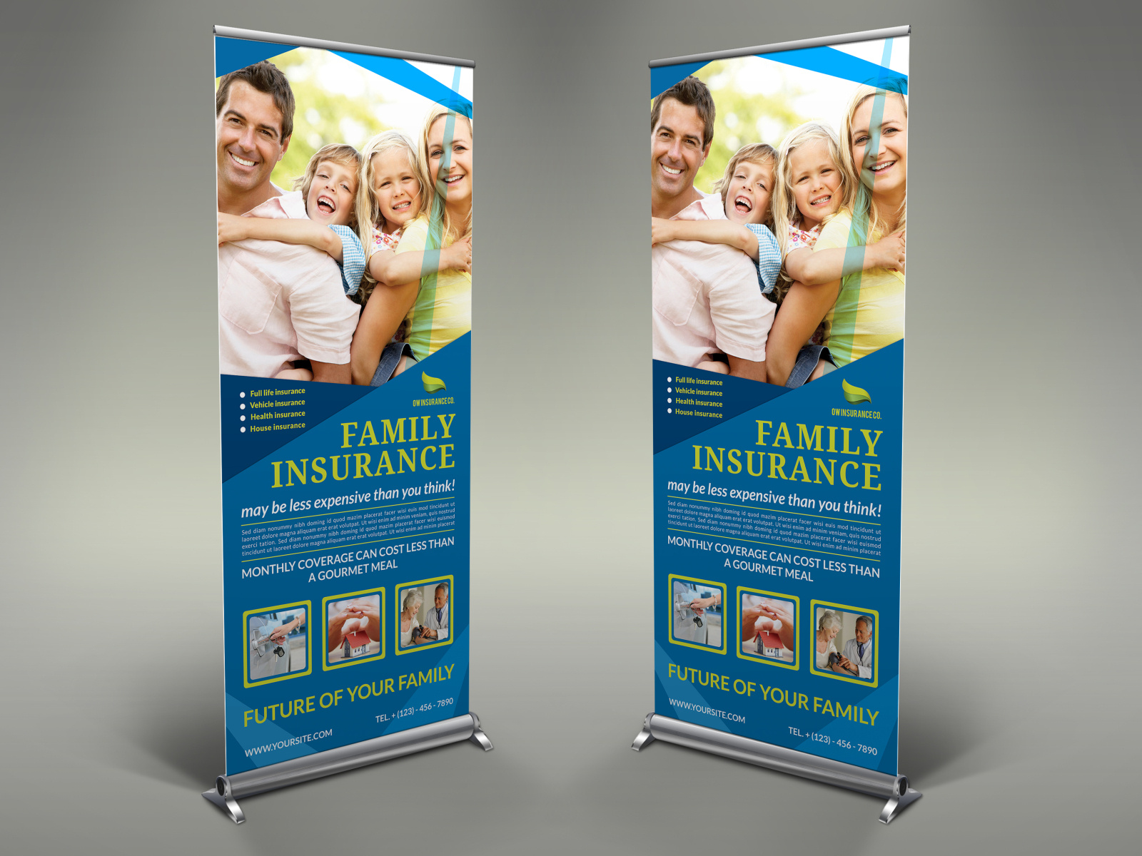 Insurance Sigange Banner Roll Up Template by OWPictures on Dribbble