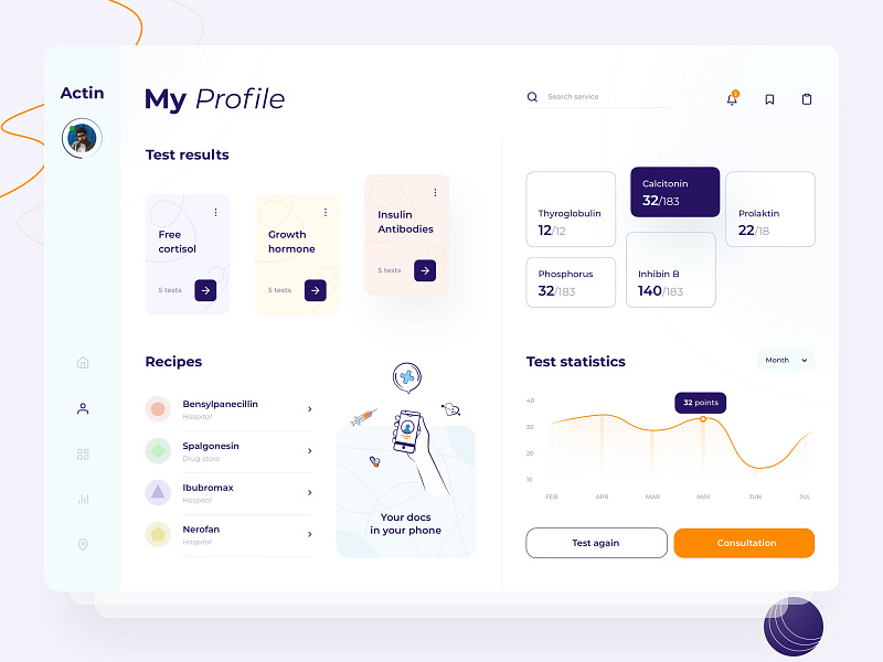 The Actin medic my profile user interface dashboard design by Taras ...