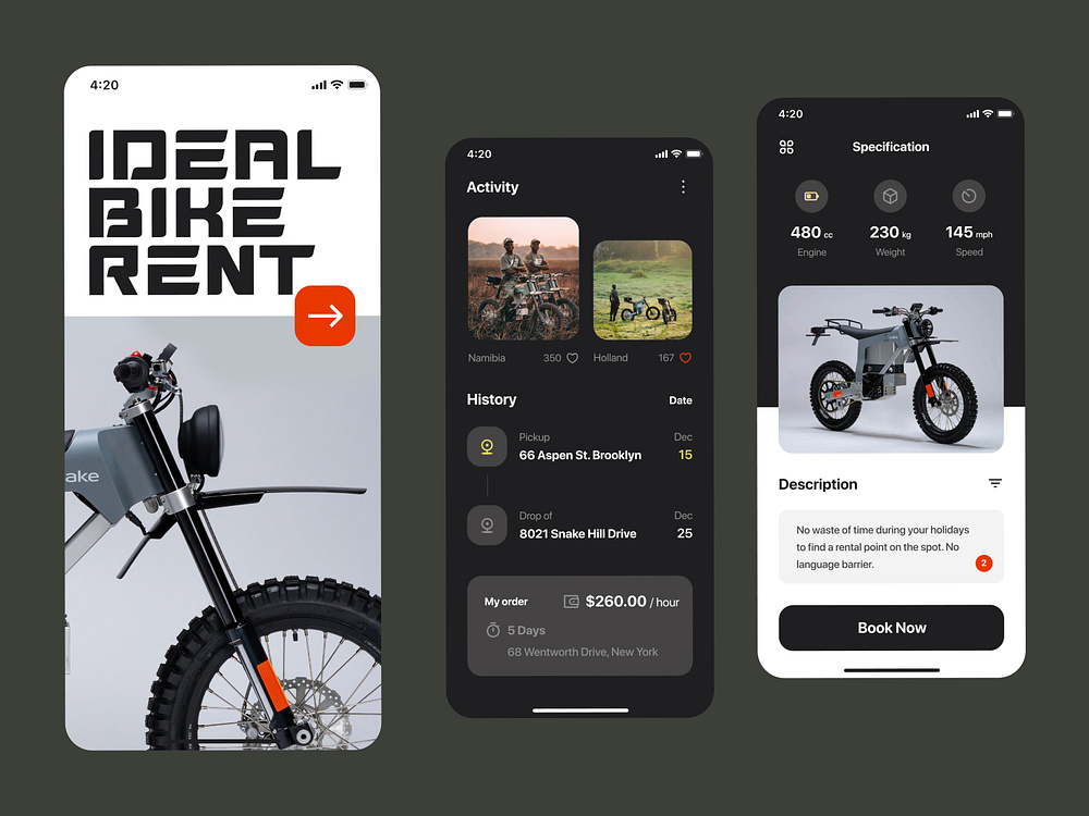 Bike rent mobile app by Taras Migulko on Dribbble