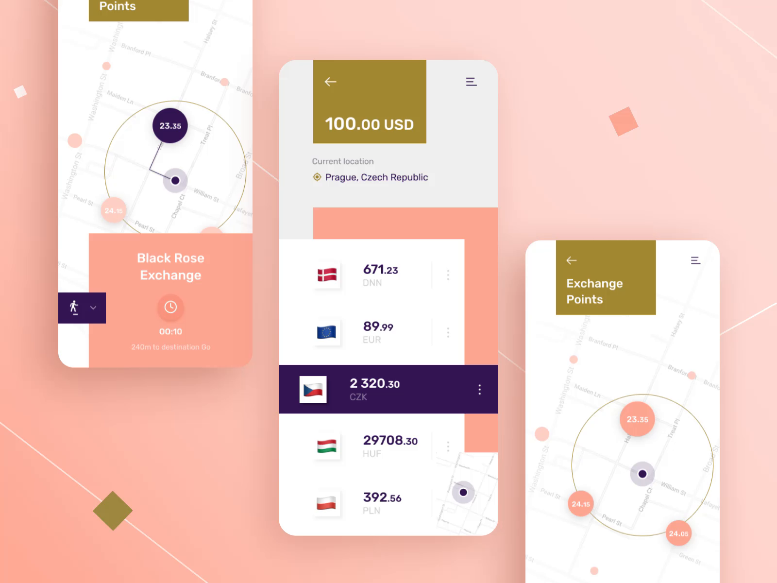 Exchange finder mobile ui interaction design by Taras Migulko on Dribbble