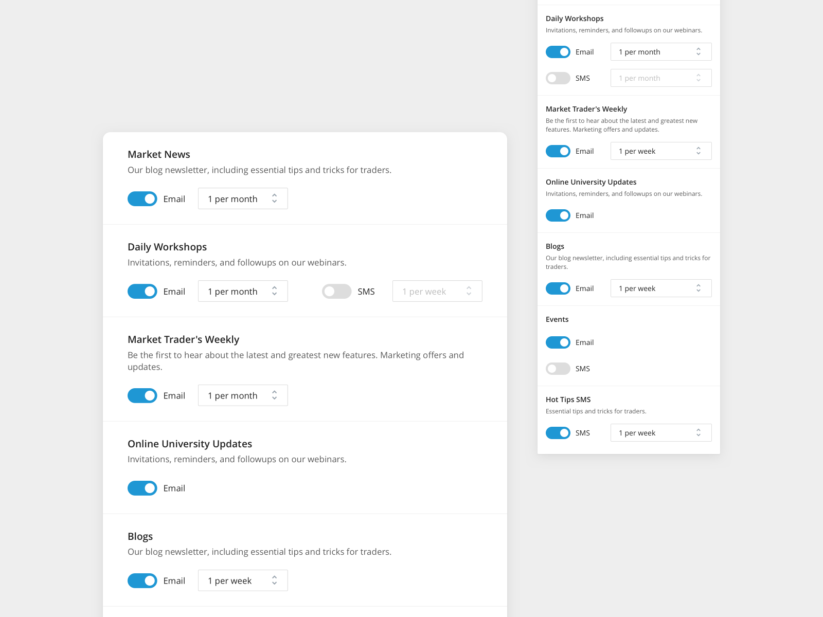 email preferences by daniil on Dribbble