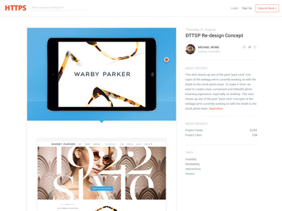 Project details page by Michael Wong on Dribbble