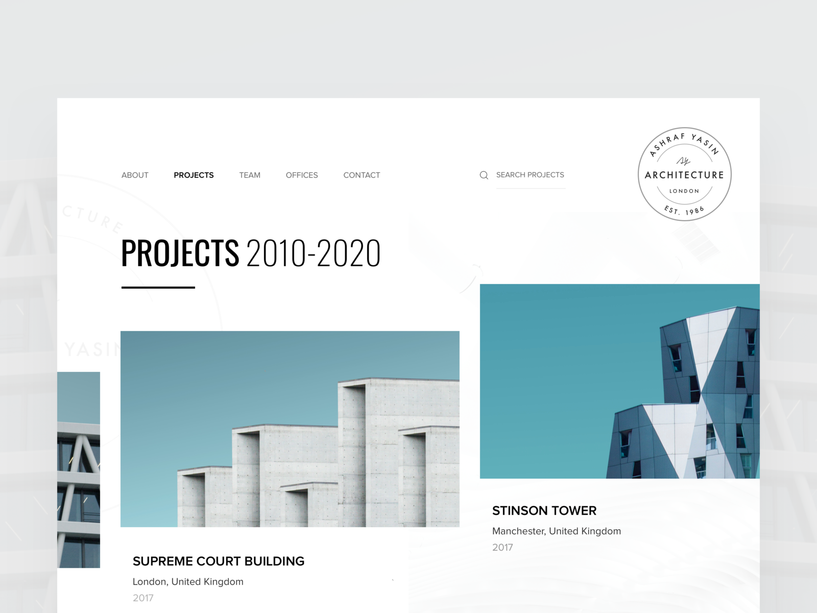 Architecture firm Projects screen by Imran Ashraf on Dribbble