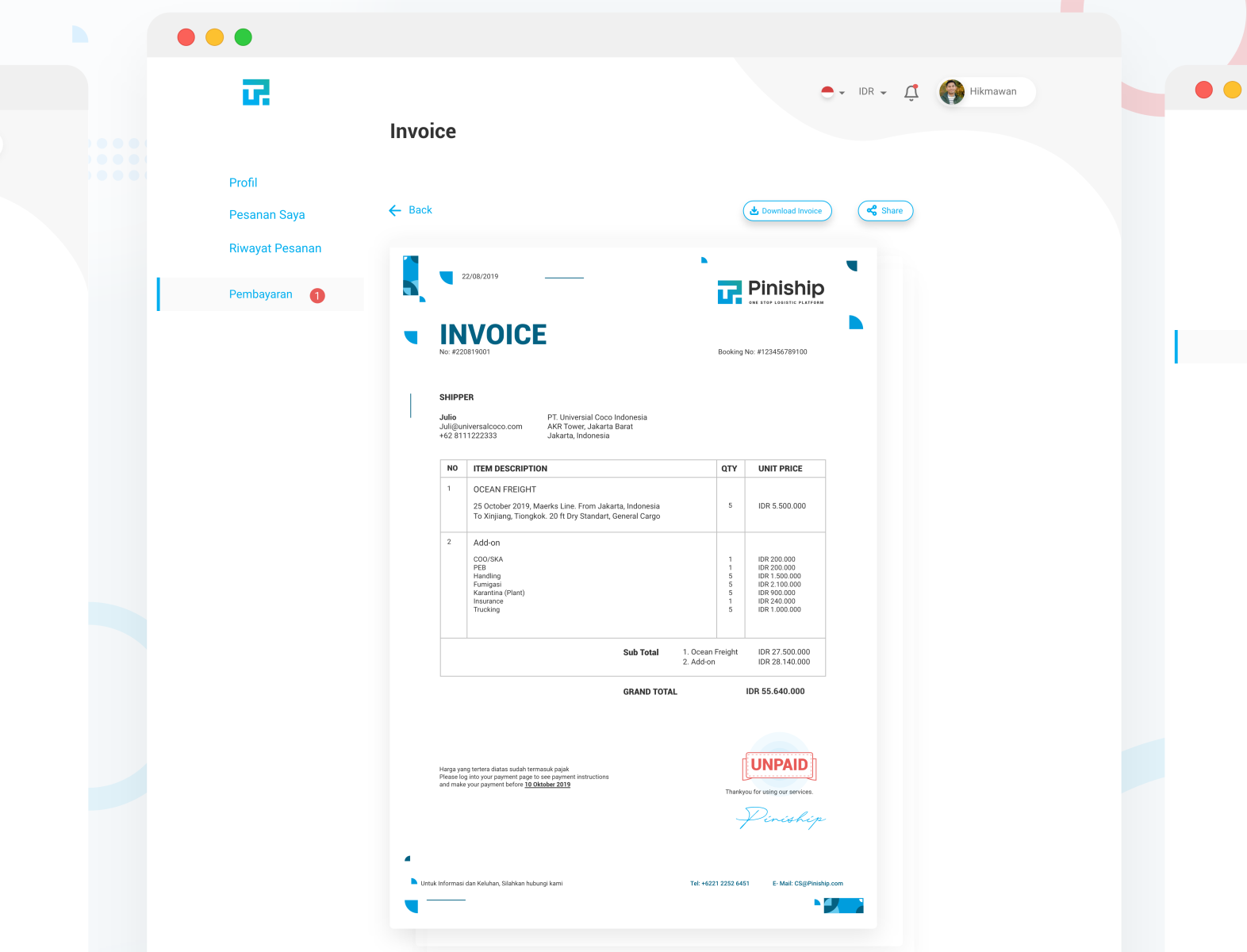 Invoice Page by Fahmi Hikmawan on Dribbble