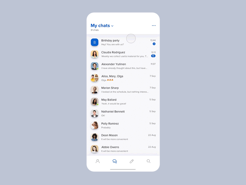 Telegram concept by Yana Yullinen on Dribbble