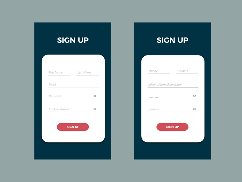 Daily UI - #1 Sign Up by Keval Parekh on Dribbble