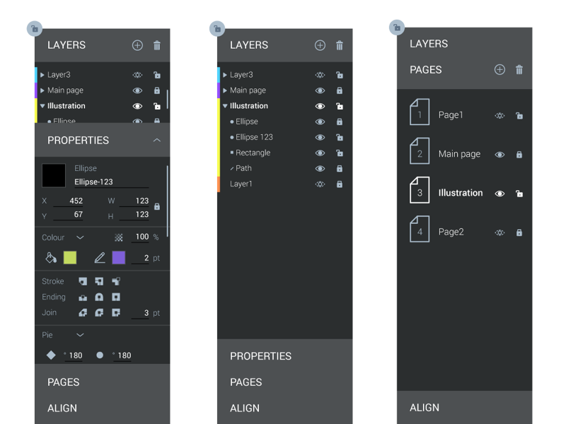 Layers Properties And Pages Panel by Maria on Dribbble