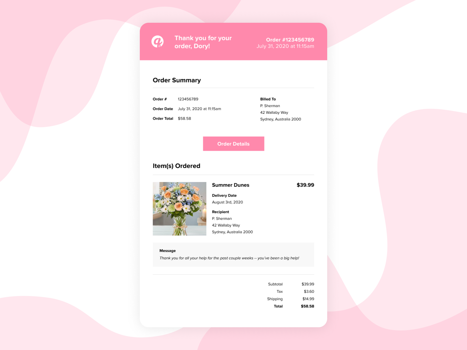 Daily UI 017: Email Receipt by Cindy Wang on Dribbble