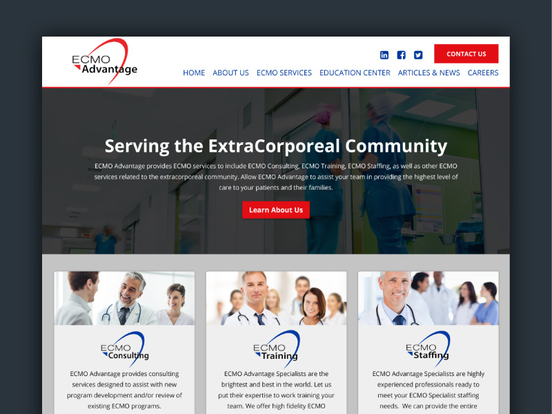 Website Design - ECMO Advantage by Paul Goddard on Dribbble