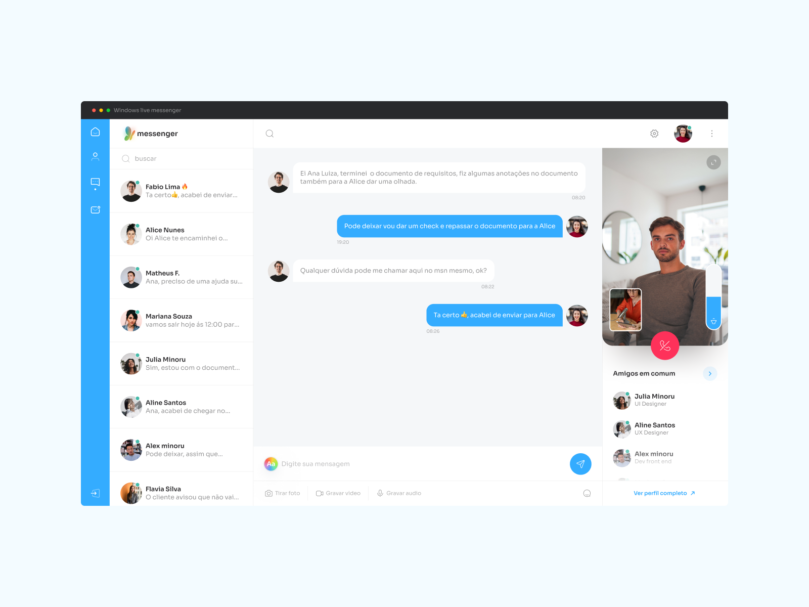 Messenger interface by Murylo Henrique Toledo on Dribbble