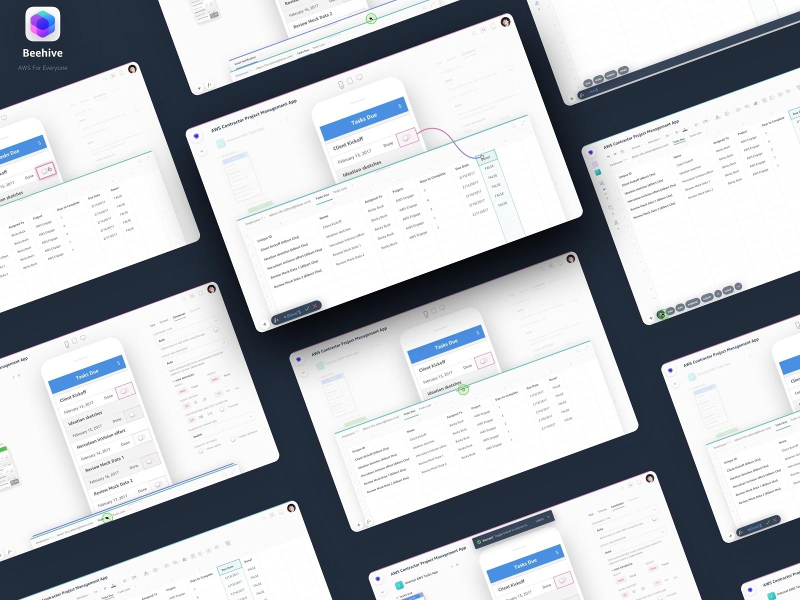 AWS Honeycode ("Beehive" / "AWS for Everyone") by Scott Perket on Dribbble