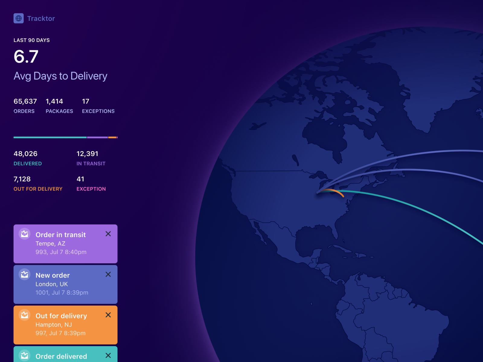 Shipment tracking dashboard by Scott Perket for Forge Studio on Dribbble