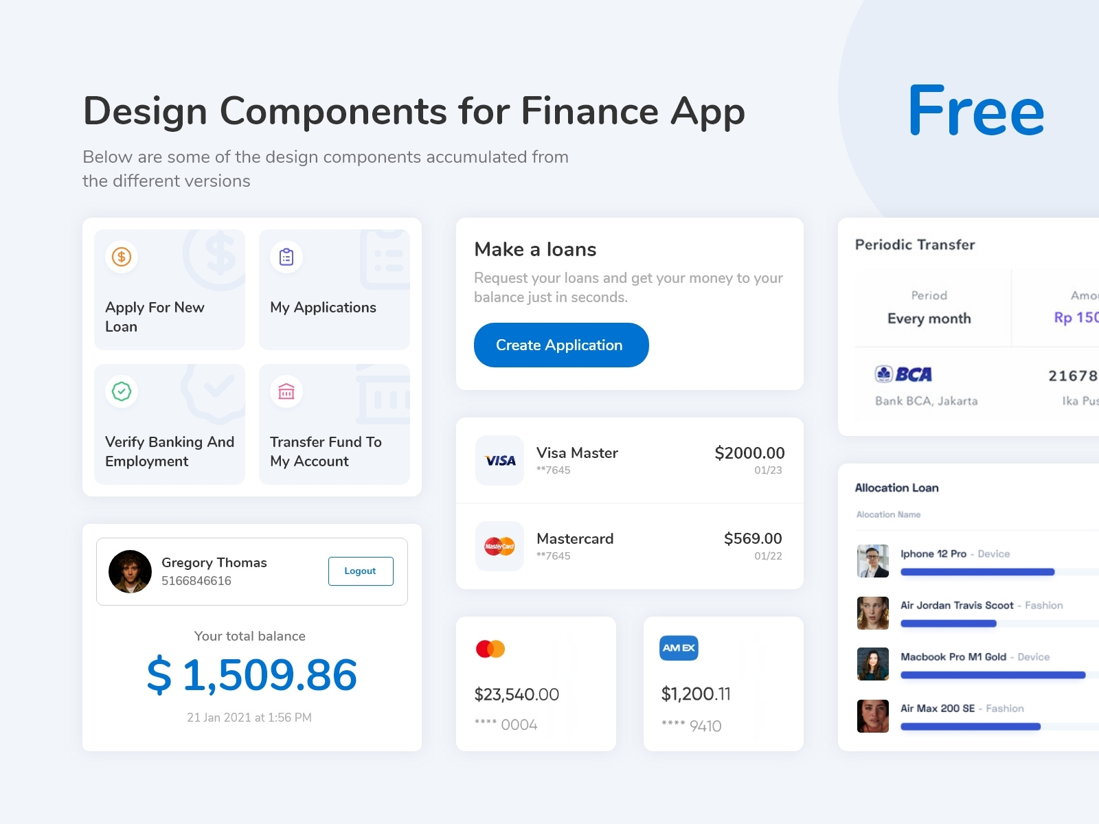 Finance App Components by Vimal on Dribbble