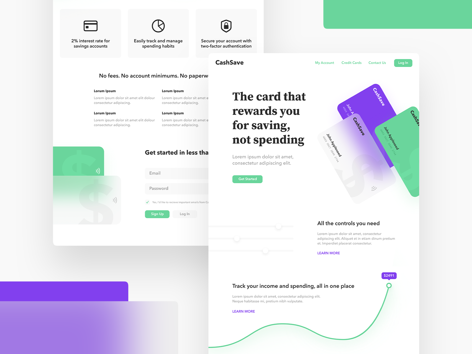 Bank Card Website Homepage by Ben Giannis on Dribbble