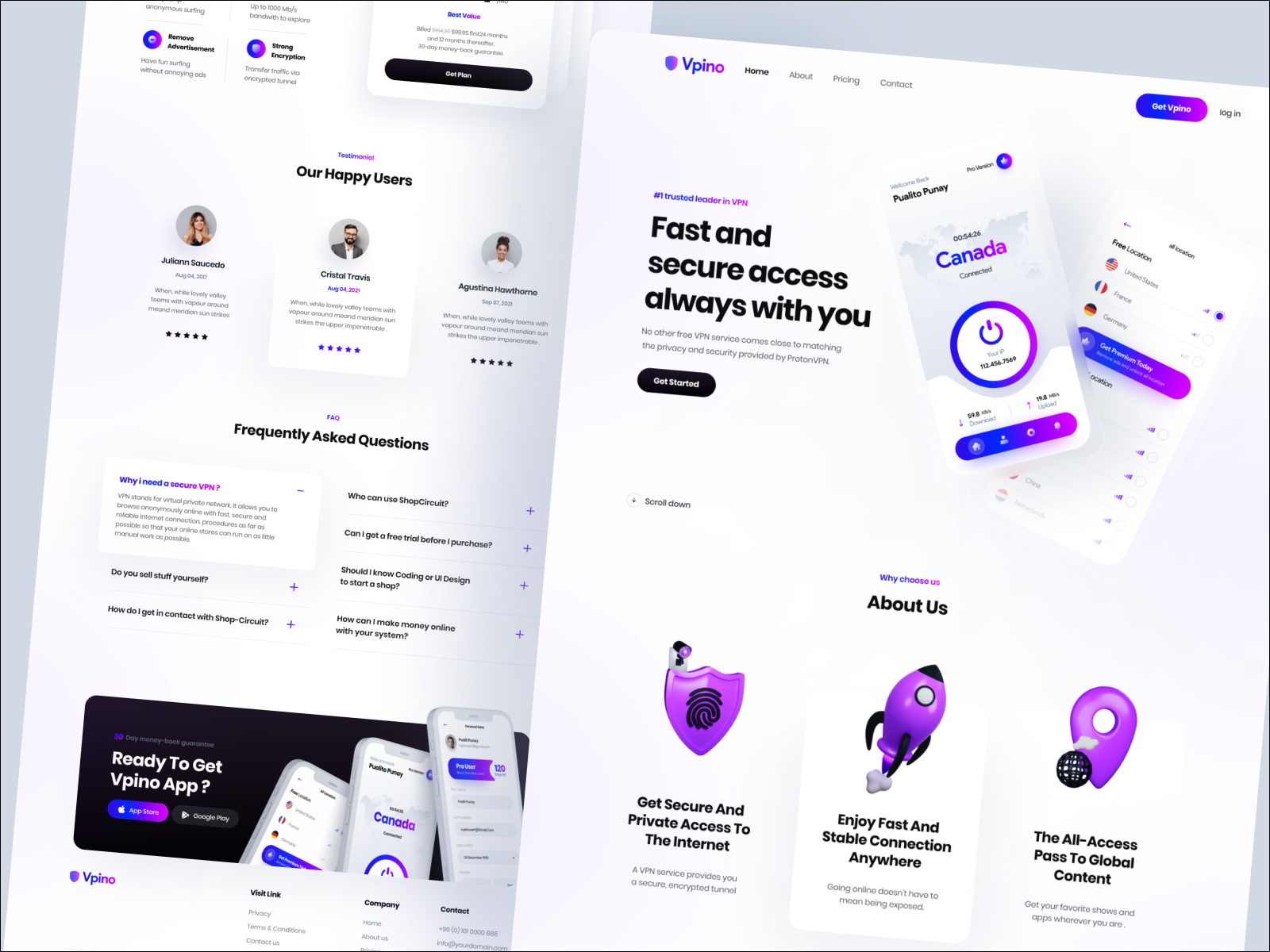 VPN Landing page by Mohammad Azizi for Lupinus Design on Dribbble