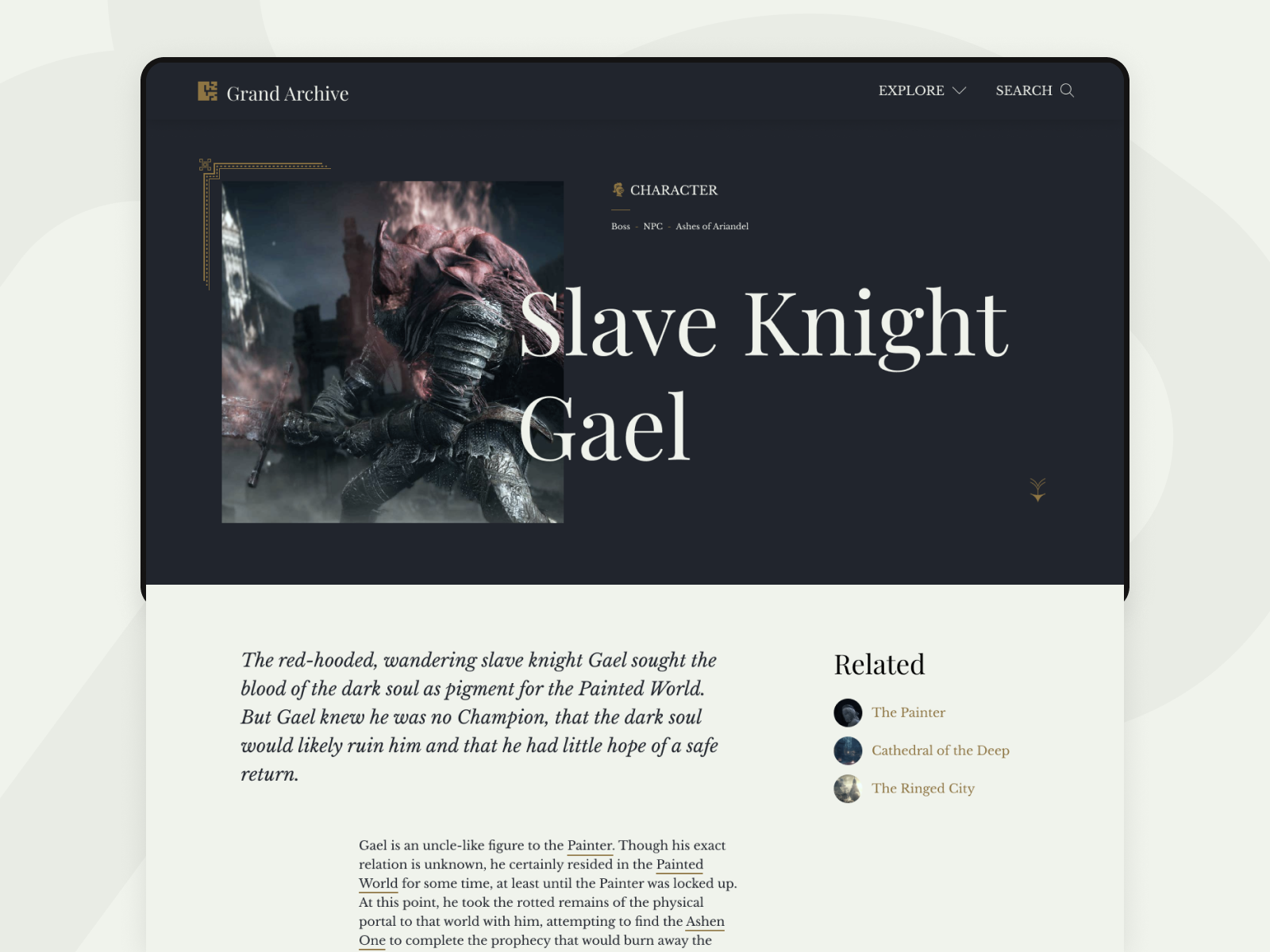 Dark Souls Lore Website by Ollie de Kretser on Dribbble