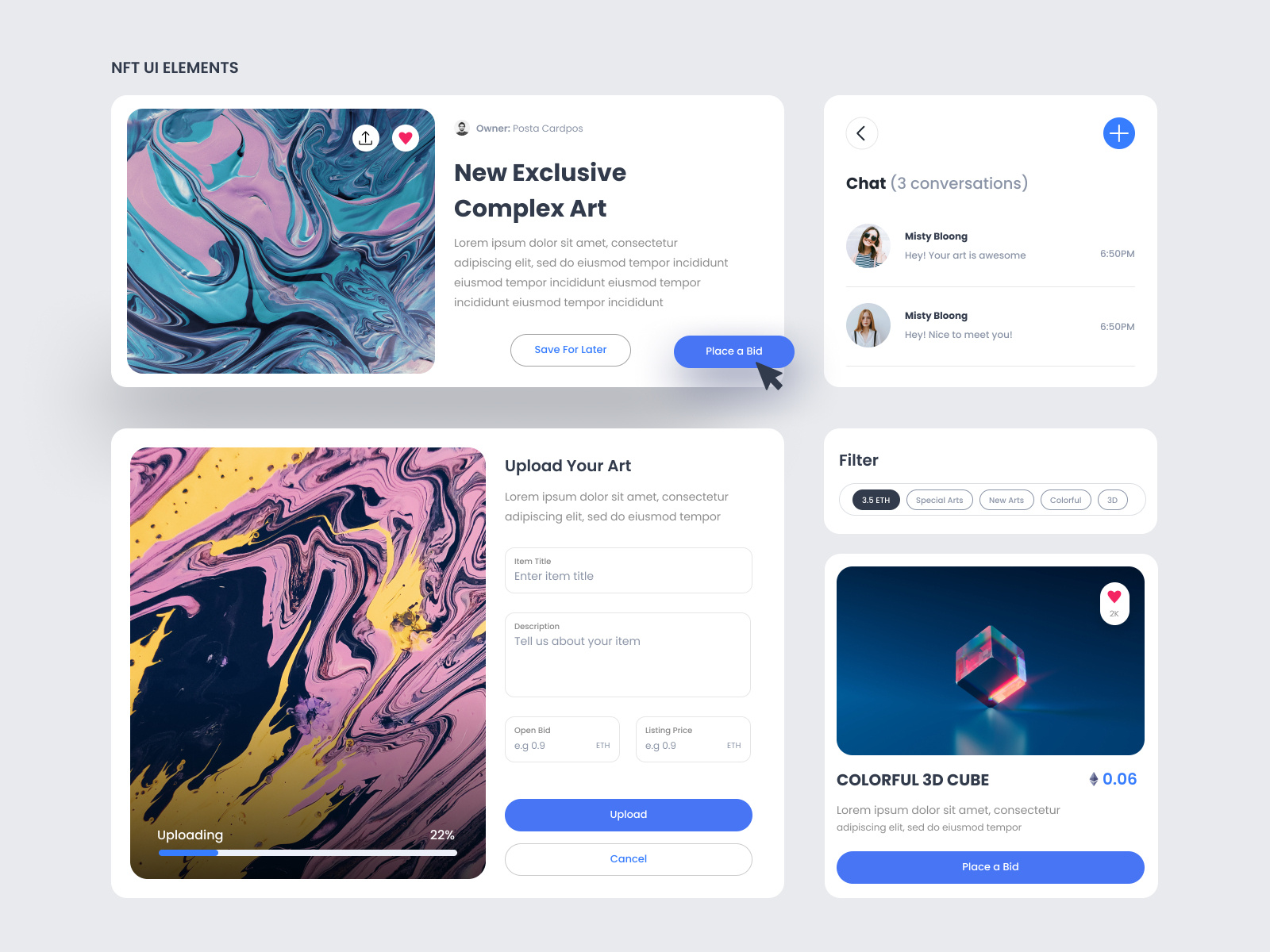 NFT UI Elements by Yossi Guetta for Contrast UX on Dribbble