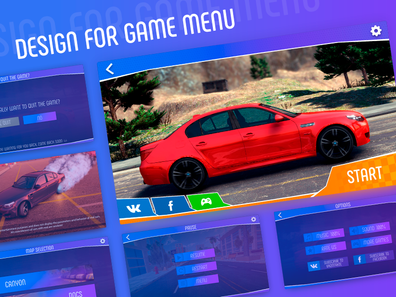 Design for game menu - gui by Denis Mustaev on Dribbble