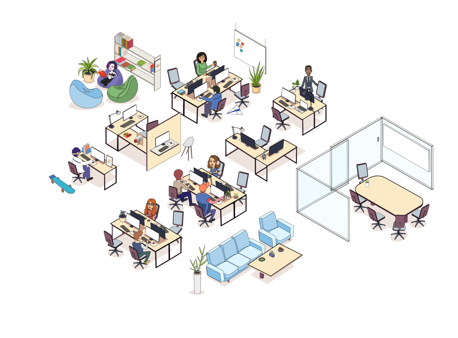 Illustration of 2.5D Office by Yi Zhang on Dribbble