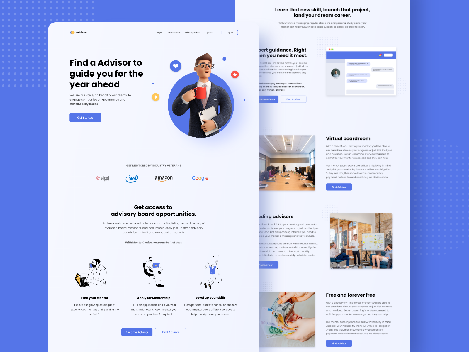 Advisor Landing page by Manoj Jadhav on Dribbble