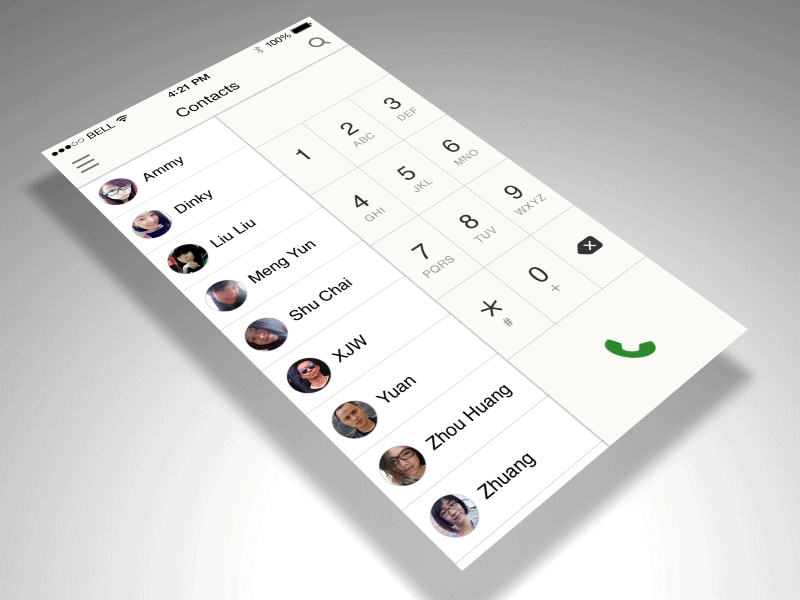 Contacts and Keypad by xjw on Dribbble