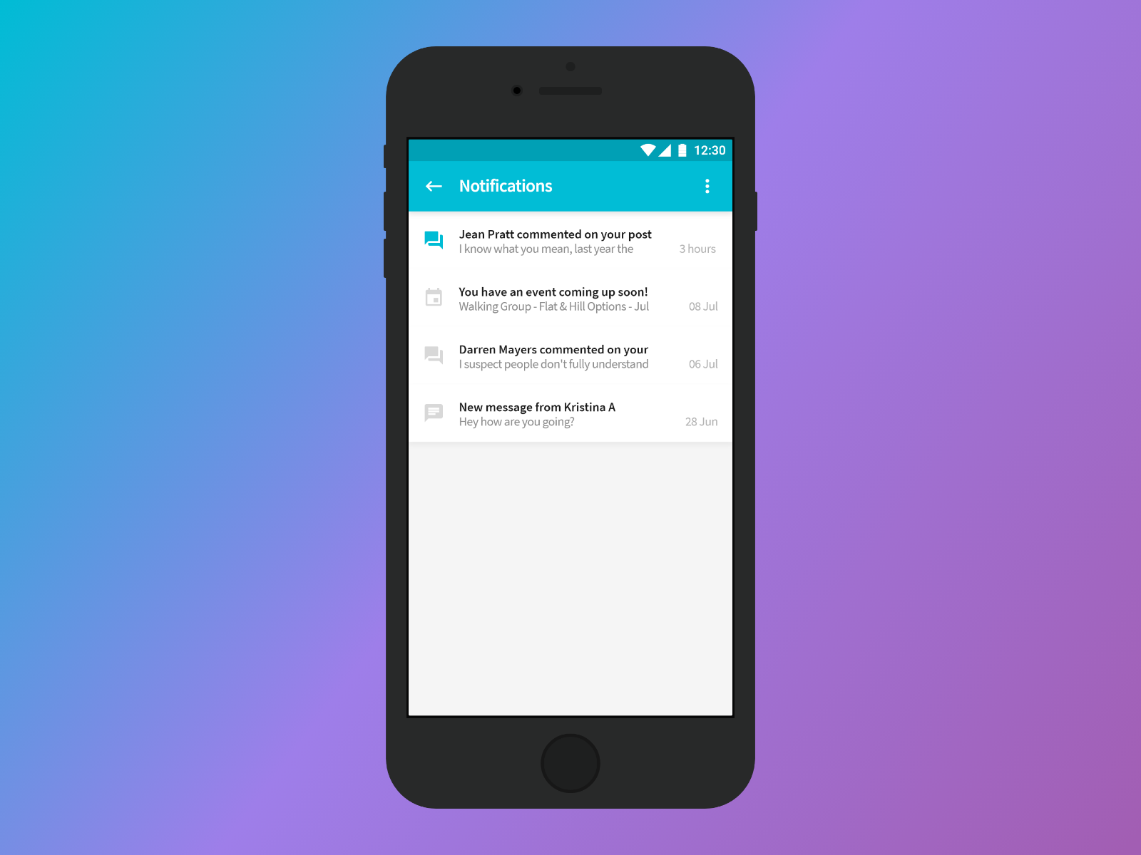 Mobile Notifications by Lucas Woolf on Dribbble