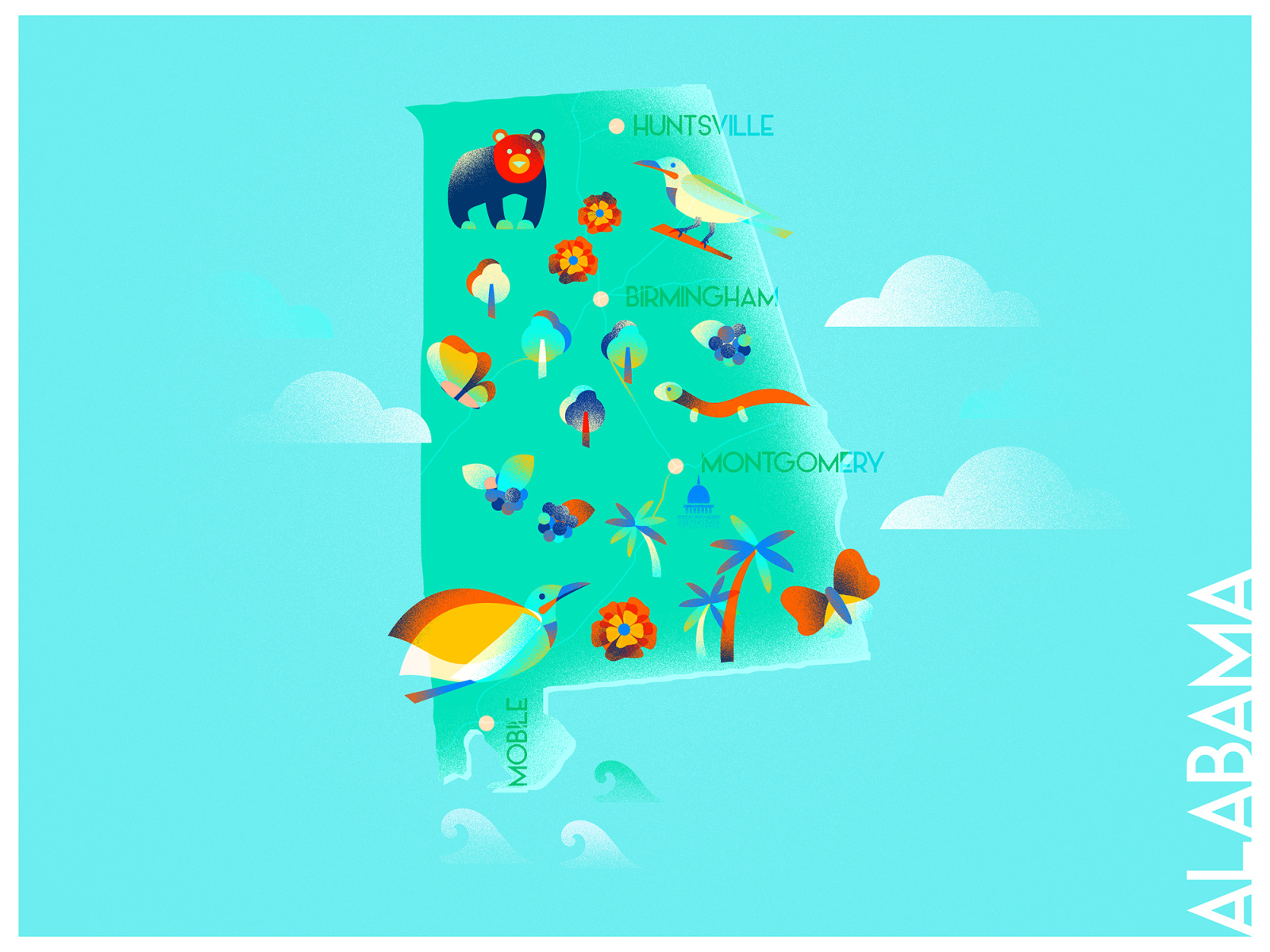 A state a day. #14 - Alabama by Alexandra Khobotova on Dribbble
