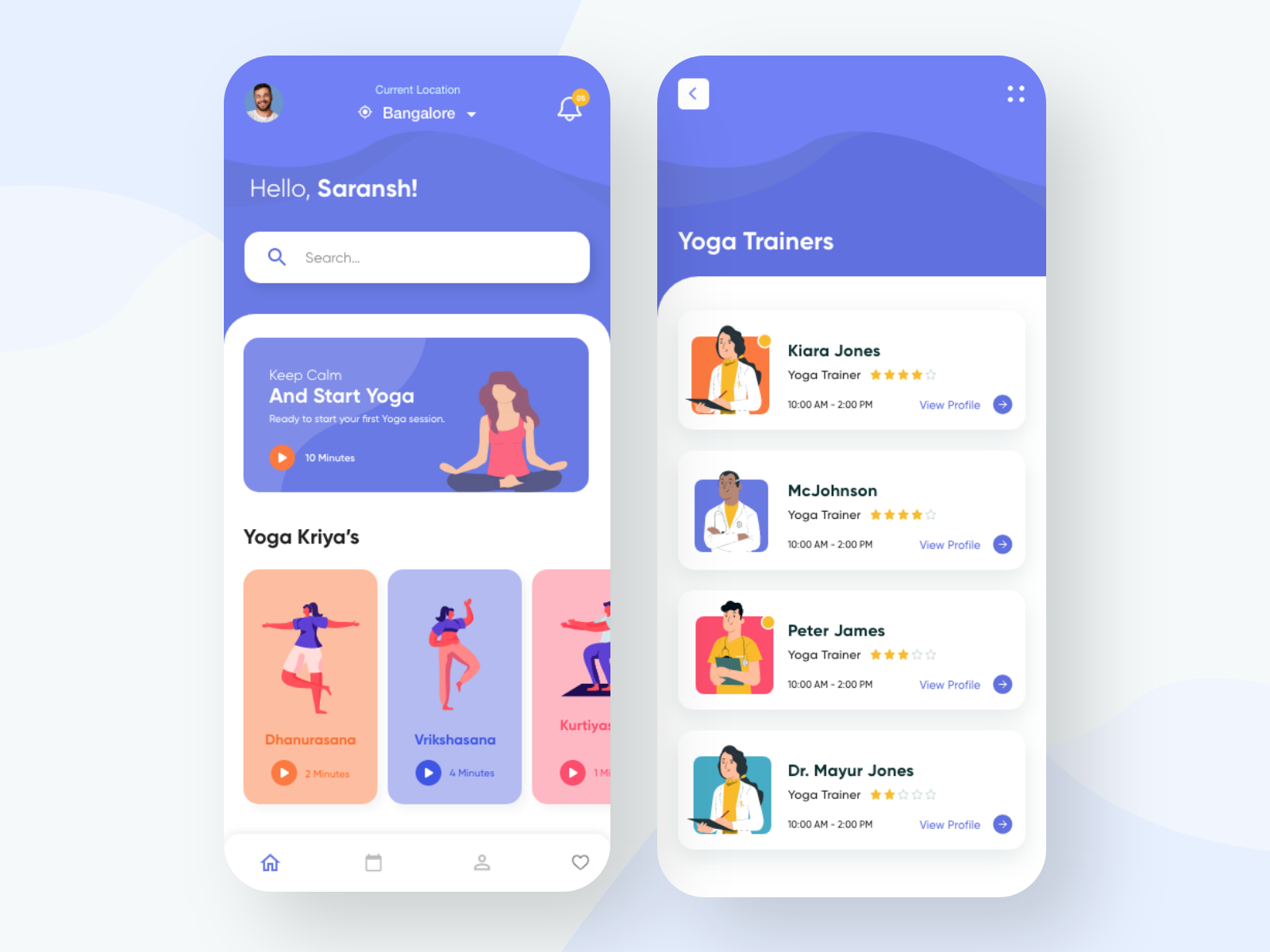 Yoga Mobile App by Saransh Verma on Dribbble