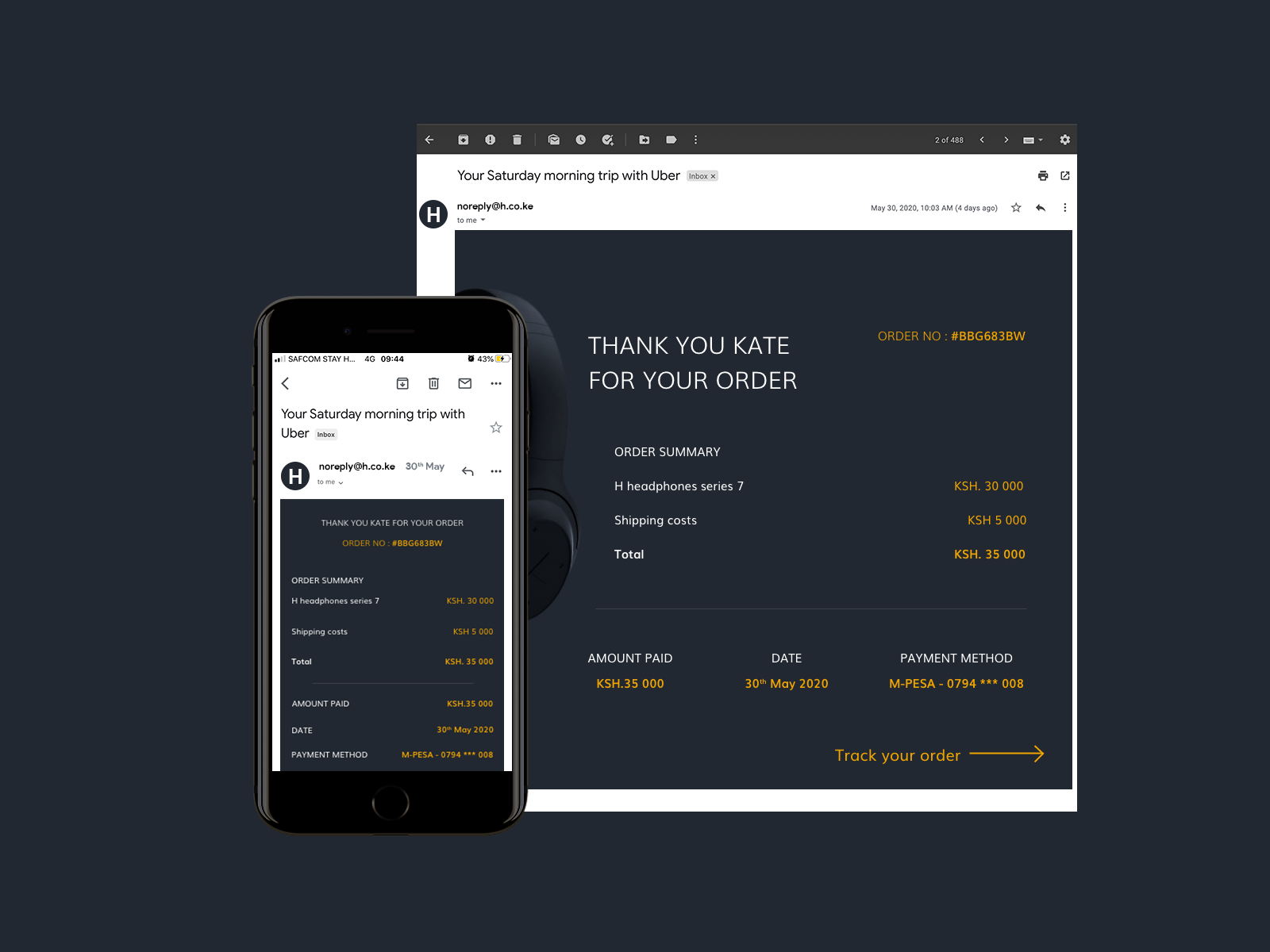 Daily UI -017 Email Receipt by Nakhanu on Dribbble