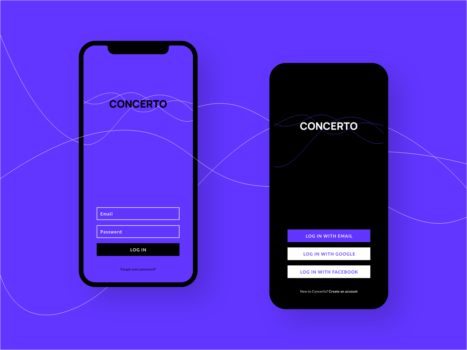 Concerto - Login screens by Mariana on Dribbble