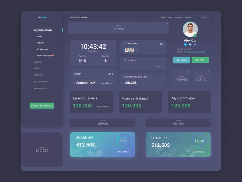 Interface design by Olesia Ridkous on Dribbble