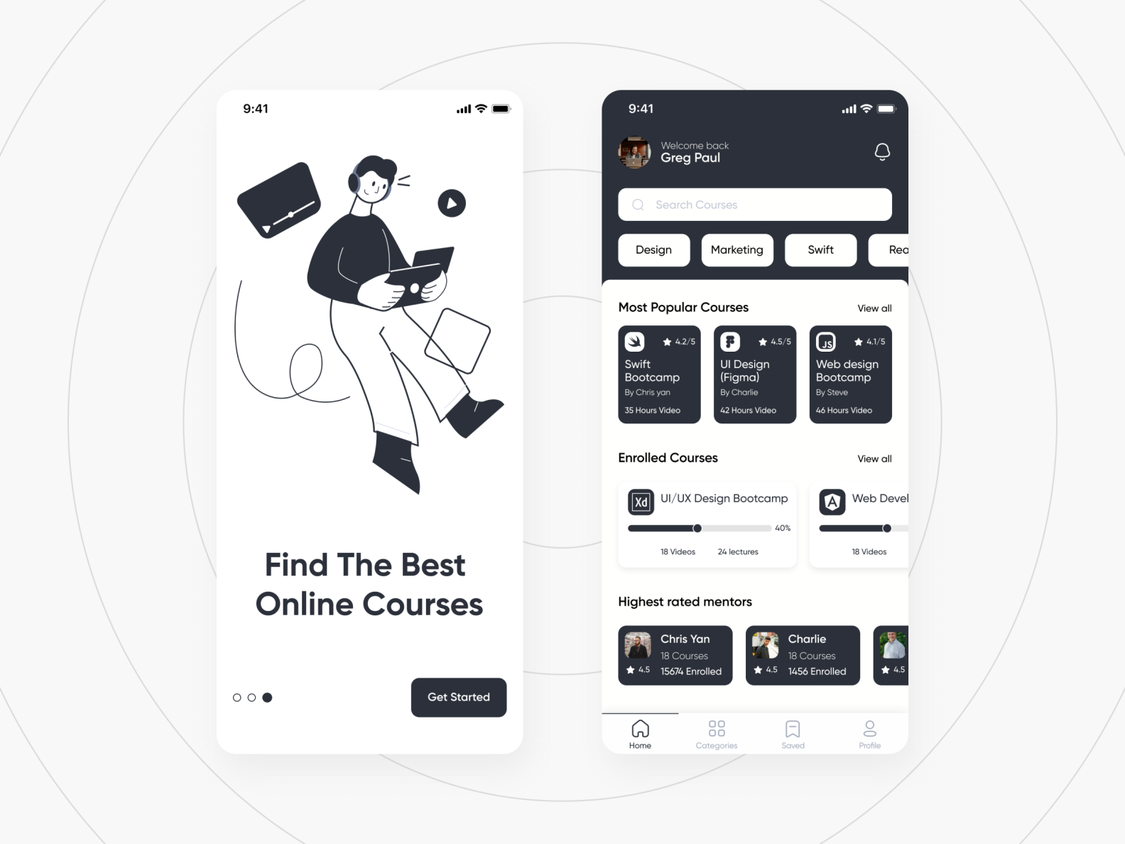 e-Learning App UI by Shabil B H on Dribbble