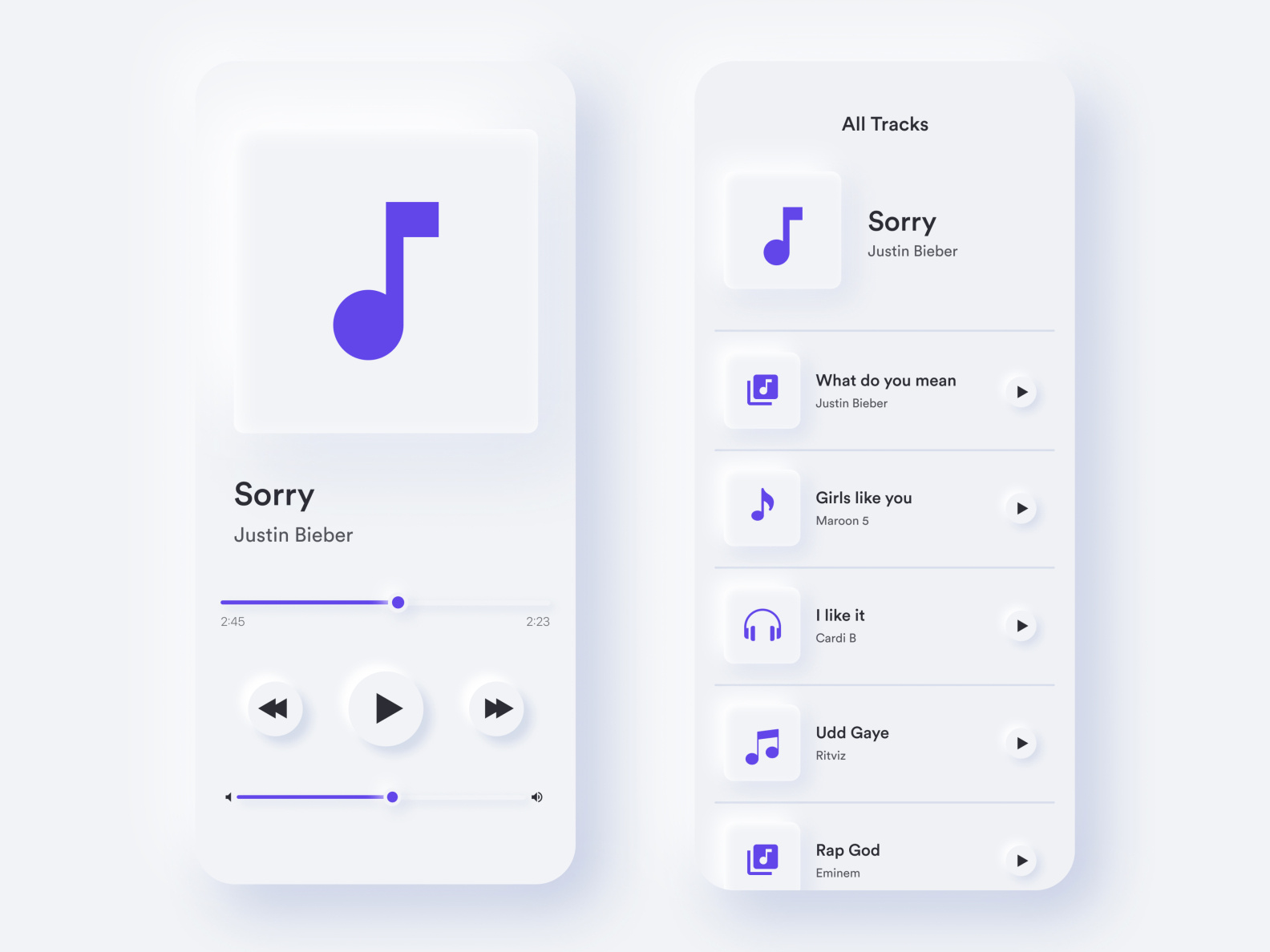 Neumorphic UI -Music Player by Shabil B H on Dribbble