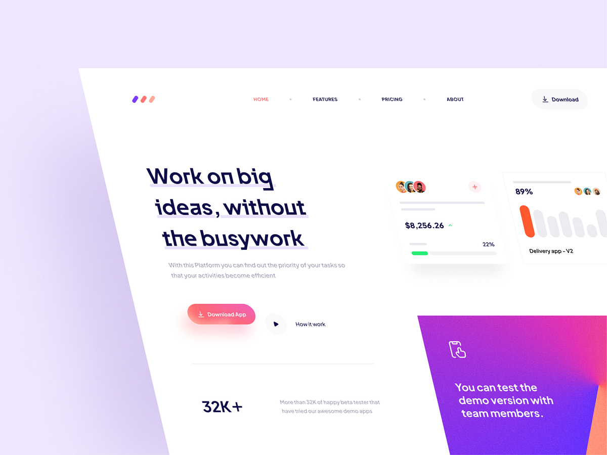 Task Management - Landing Page by 11Daniyal for Ace Design Agency on ...