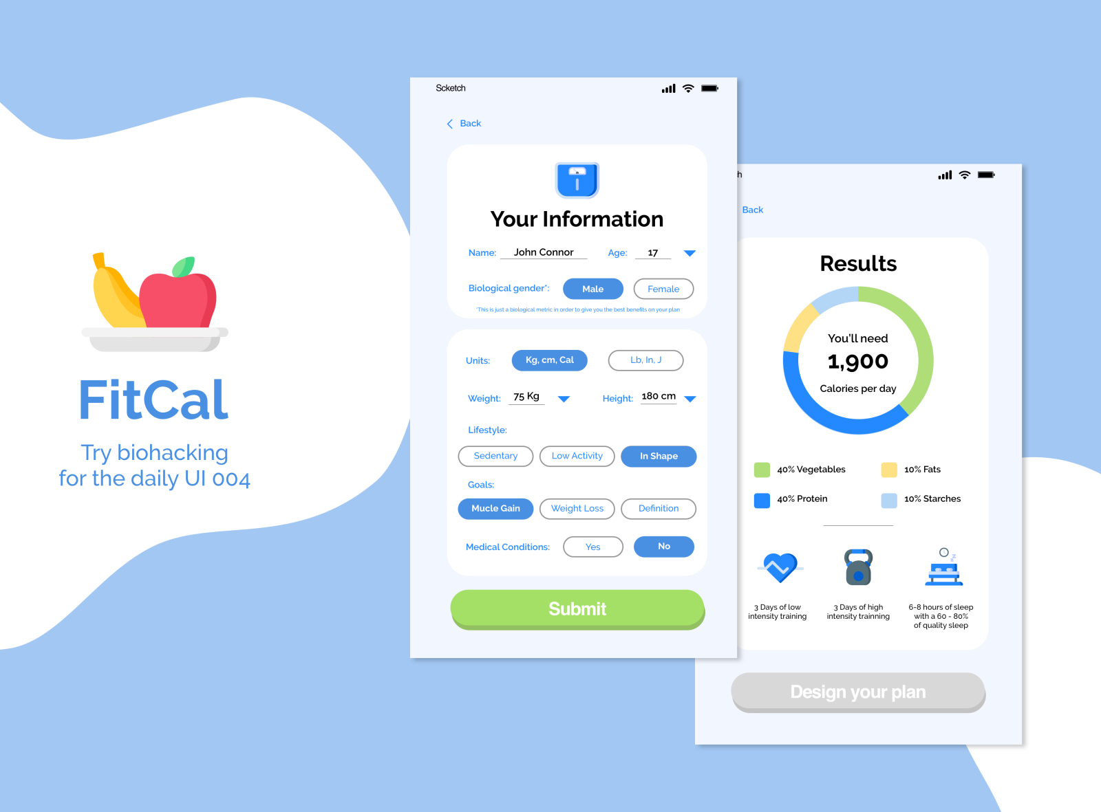 Fitness calculator by Alejandro Flores on Dribbble