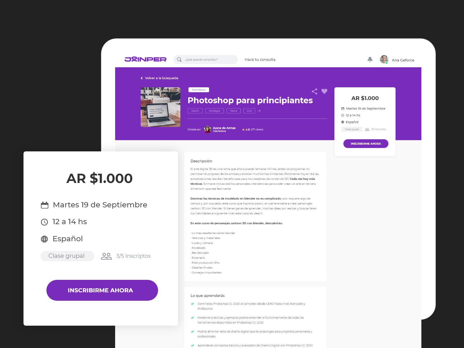 UI Design · Course page by Emmanuel López on Dribbble