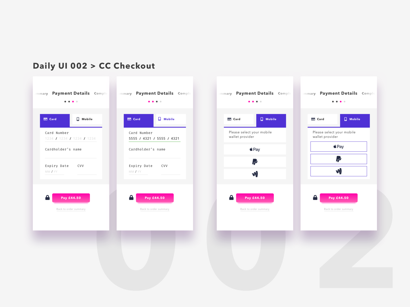 Daily UI Day 2: Credit Card Checkout by Tom on Dribbble